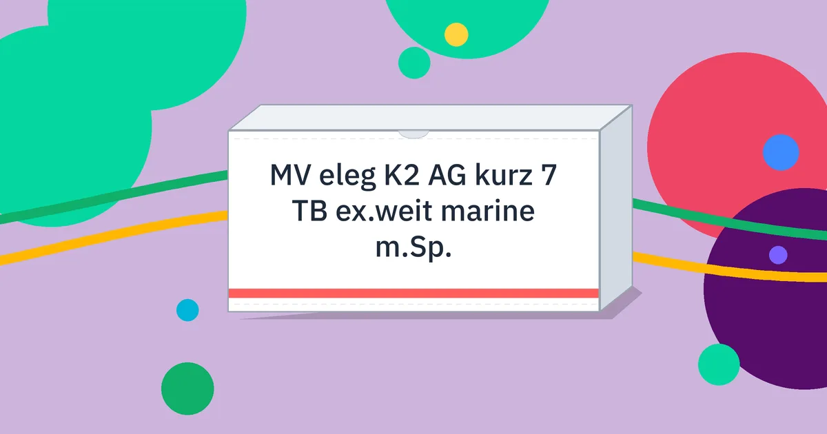 Symbolbild: Packung mit der Aufschrift MV eleg K2 AG kurz 7 TB ex.weit marine m.Sp. (PZN 14607579) – Verfügbarkeit und Bezug in Apotheken in Frankfurt am Main