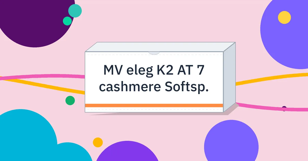 Symbolbild: Packung mit der Aufschrift MV eleg K2 AT 7 cashmere Softsp. (PZN 15285043) – Verfügbarkeit und Bezug in Apotheken in Frankfurt am Main