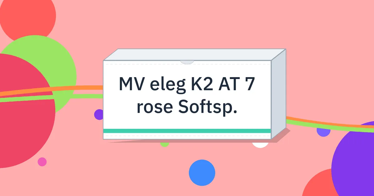Symbolbild: Packung mit der Aufschrift MV eleg K2 AT 7 rose Softsp. (PZN 15286870) – Verfügbarkeit und Bezug in Apotheken in Frankfurt am Main