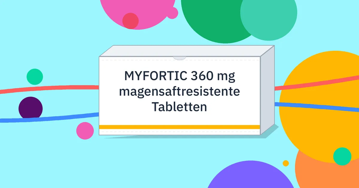 Symbolbild: Packung mit der Aufschrift MYFORTIC 360 mg magensaftresistente Tabletten (PZN 18042631) – Verfügbarkeit und Bezug in Apotheken in Frankfurt am Main