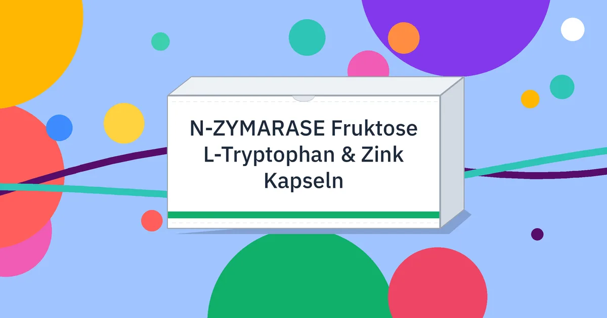 Symbolbild: Packung mit der Aufschrift N-ZYMARASE Fruktose L-Tryptophan & Zink Kapseln (PZN 19767342) – Verfügbarkeit und Bezug in Apotheken in Frankfurt am Main