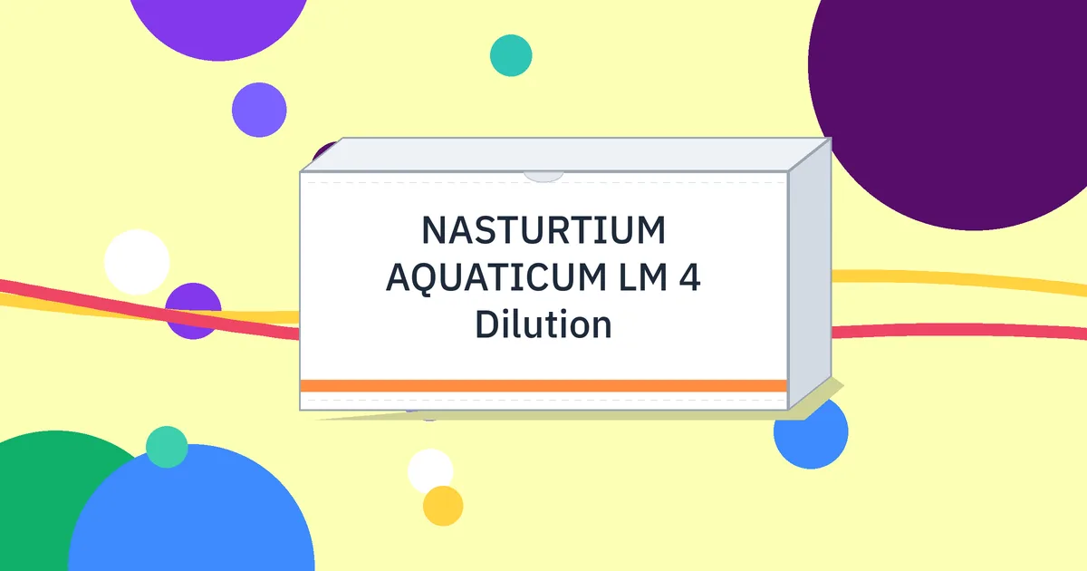 Symbolbild: Packung mit der Aufschrift NASTURTIUM AQUATICUM LM 4 Dilution (PZN 13616228) – Verfügbarkeit und Bezug in Apotheken in Frankfurt am Main
