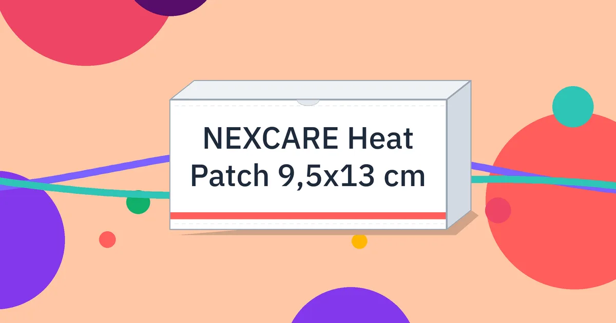 Symbolbild: Packung mit der Aufschrift NEXCARE Heat Patch 9,5x13 cm (PZN 17378694) – Verfügbarkeit und Bezug in Apotheken in Frankfurt am Main