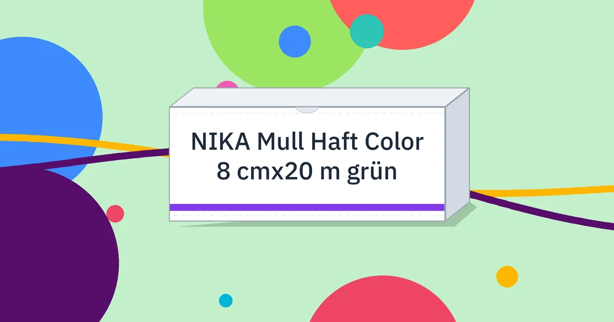 Symbolbild: Packung mit der Aufschrift NIKA Mull Haft Color 8 cmx20 m grün (PZN 10320467) – Verfügbarkeit und Bezug in Apotheken in Frankfurt am Main