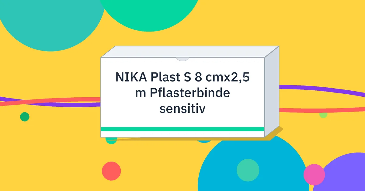 Symbolbild: Packung mit der Aufschrift NIKA Plast S 8 cmx2,5 m Pflasterbinde sensitiv (PZN 18171593) – Verfügbarkeit und Bezug in Apotheken in Frankfurt am Main