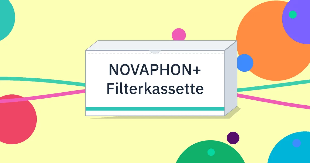Symbolbild: Packung mit der Aufschrift NOVAPHON+ Filterkassette (PZN 19851290) – Verfügbarkeit und Bezug in Apotheken in Frankfurt am Main
