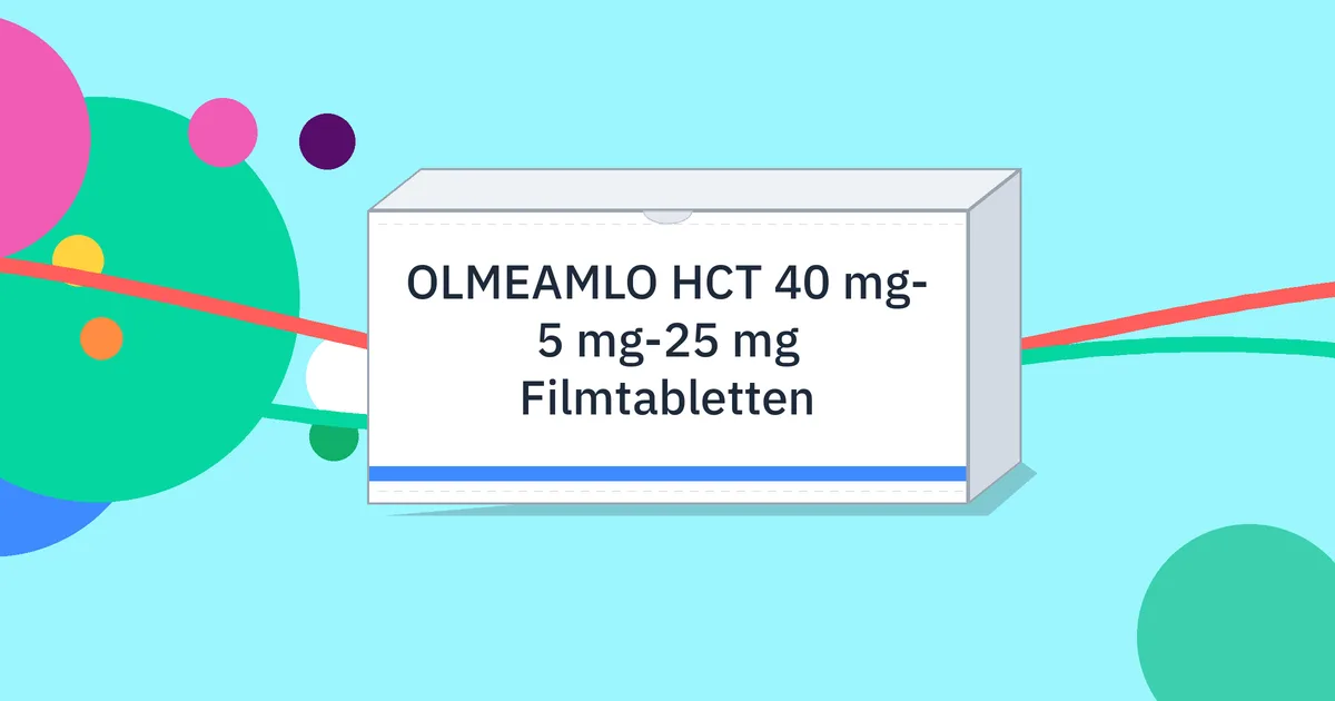Symbolbild: Packung mit der Aufschrift OLMEAMLO HCT 40 mg-5 mg-25 mg Filmtabletten (PZN 16784653) – Verfügbarkeit und Bezug in Apotheken in Frankfurt am Main