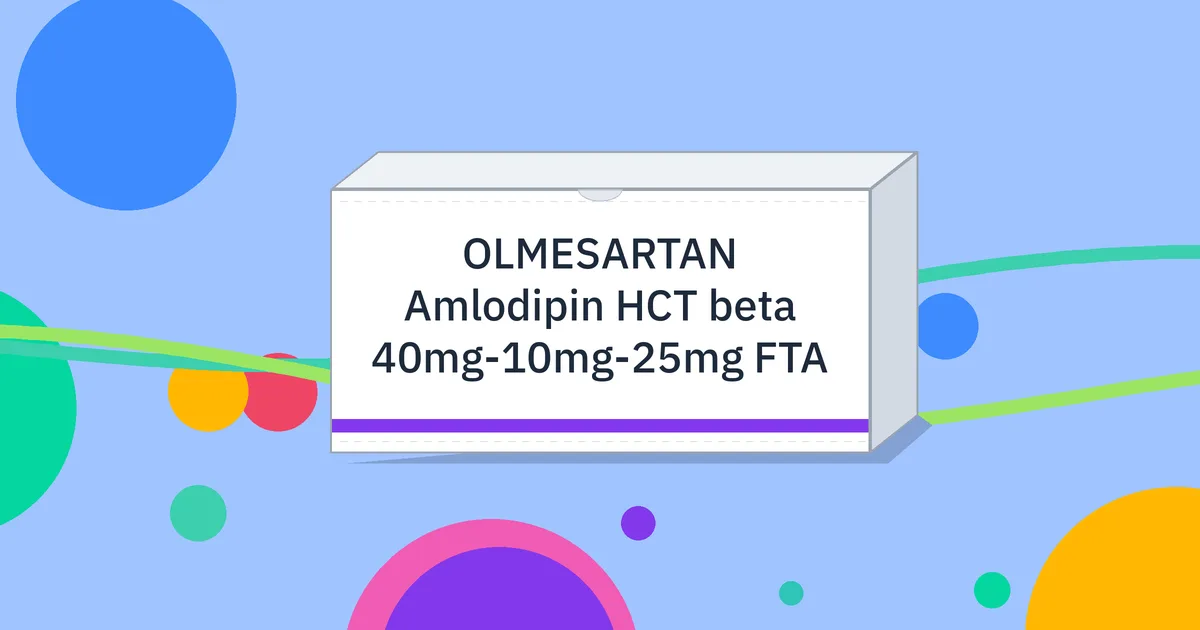 Symbolbild: Packung mit der Aufschrift OLMESARTAN Amlodipin HCT beta 40mg-10mg-25mg FTA (PZN 09422978) – Verfügbarkeit und Bezug in Apotheken in Frankfurt am Main