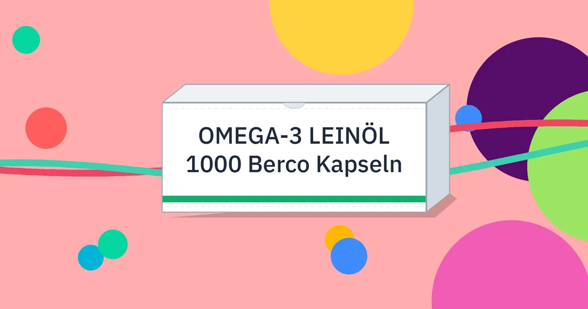 Symbolbild: Packung mit der Aufschrift OMEGA-3 LEINÖL 1000 Berco Kapseln (PZN 12567781) – Verfügbarkeit und Bezug in Apotheken in Frankfurt am Main
