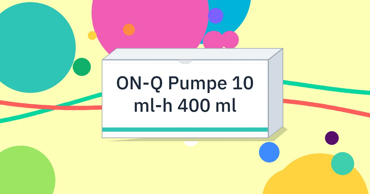 Symbolbild: Packung mit der Aufschrift ON-Q Pumpe 10 ml-h 400 ml (PZN 14281209) – Verfügbarkeit und Bezug in Apotheken in Frankfurt am Main