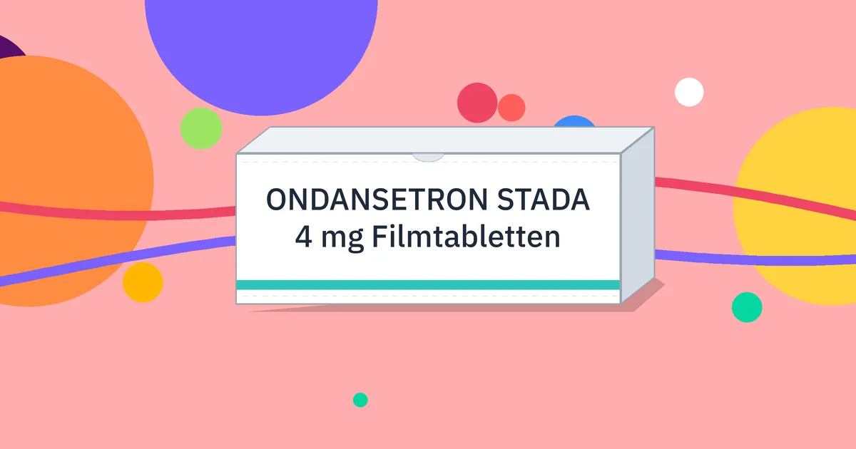 Symbolbild: Packung mit der Aufschrift ONDANSETRON STADA 4 mg Filmtabletten (PZN 19988586) – Verfügbarkeit und Bezug in Apotheken in Frankfurt am Main