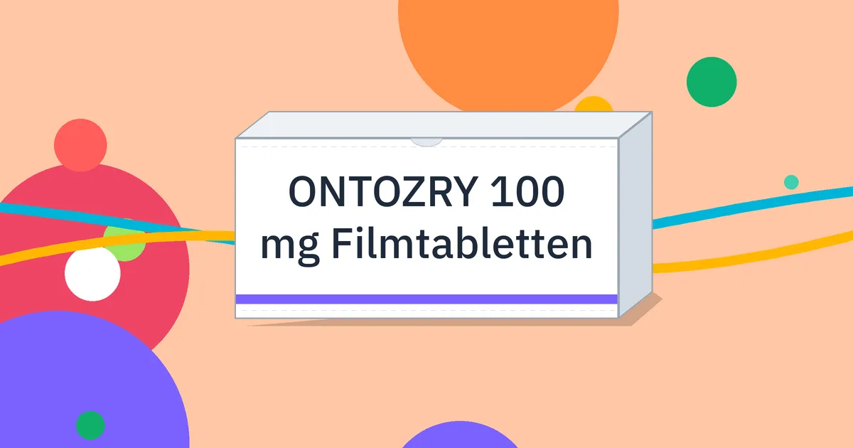 Symbolbild: Packung mit der Aufschrift ONTOZRY 100 mg Filmtabletten (PZN 17259334) – Verfügbarkeit und Bezug in Apotheken in Frankfurt am Main