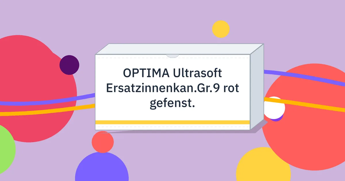 Symbolbild: Packung mit der Aufschrift OPTIMA Ultrasoft Ersatzinnenkan.Gr.9 rot gefenst. (PZN 10338912) – Verfügbarkeit und Bezug in Apotheken in Frankfurt am Main