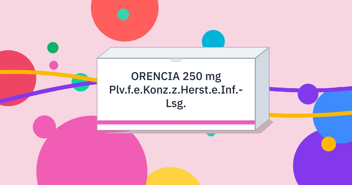 Symbolbild: Packung mit der Aufschrift ORENCIA 250 mg Plv.f.e.Konz.z.Herst.e.Inf.-Lsg. (PZN 19065485) – Verfügbarkeit und Bezug in Apotheken in Frankfurt am Main