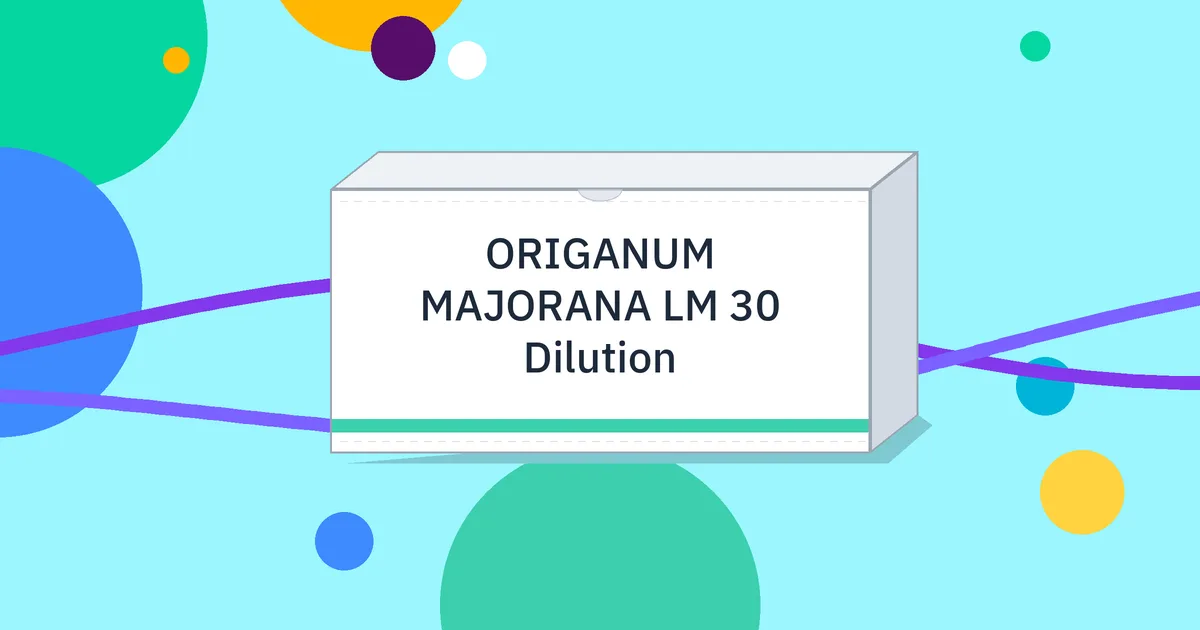 Symbolbild: Packung mit der Aufschrift ORIGANUM MAJORANA LM 30 Dilution (PZN 12972808) – Verfügbarkeit und Bezug in Apotheken in Frankfurt am Main