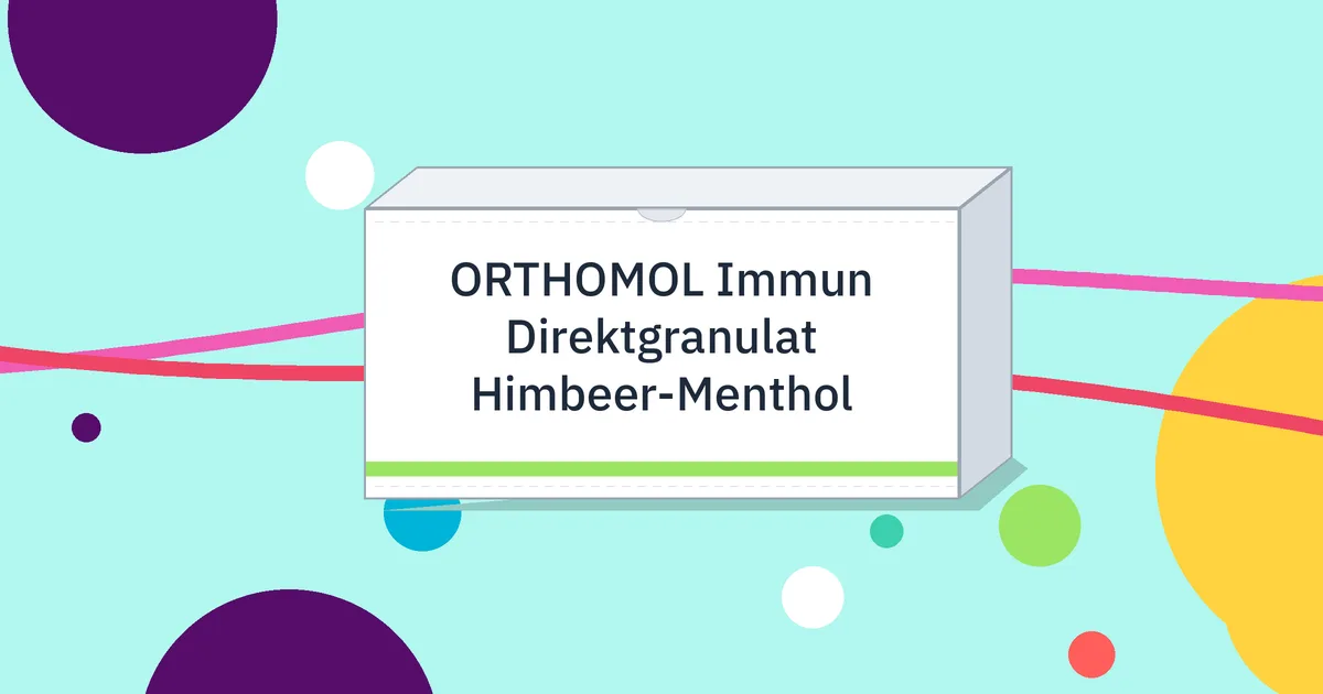Symbolbild: Packung mit der Aufschrift ORTHOMOL Immun Direktgranulat Himbeer-Menthol (PZN 08885937) – Verfügbarkeit und Bezug in Apotheken in Frankfurt am Main