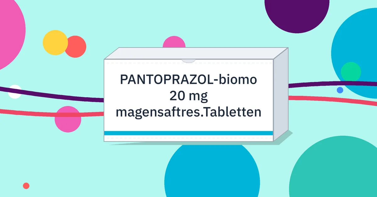 Symbolbild: Packung mit der Aufschrift PANTOPRAZOL-biomo 20 mg magensaftres.Tabletten (PZN 05380444) – Verfügbarkeit und Bezug in Apotheken in Frankfurt am Main