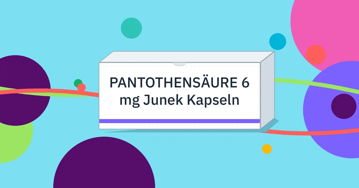 Symbolbild: Packung mit der Aufschrift PANTOTHENSÄURE 6 mg Junek Kapseln (PZN 10053664) – Verfügbarkeit und Bezug in Apotheken in Frankfurt am Main