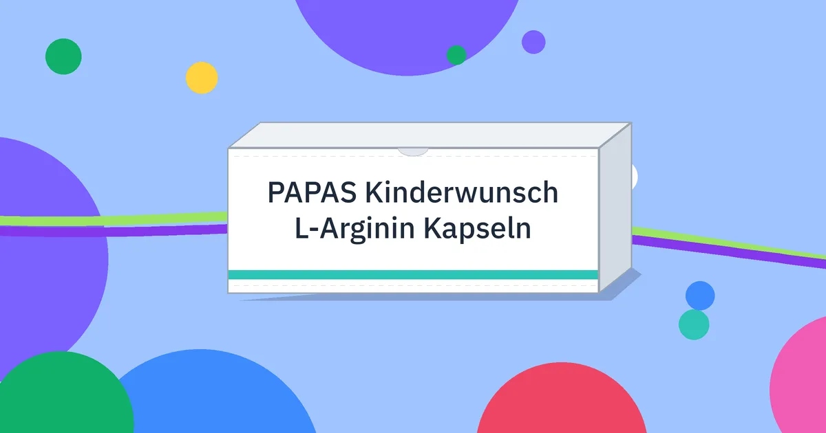 Symbolbild: Packung mit der Aufschrift PAPAS Kinderwunsch L-Arginin Kapseln (PZN 14217246) – Verfügbarkeit und Bezug in Apotheken in Frankfurt am Main