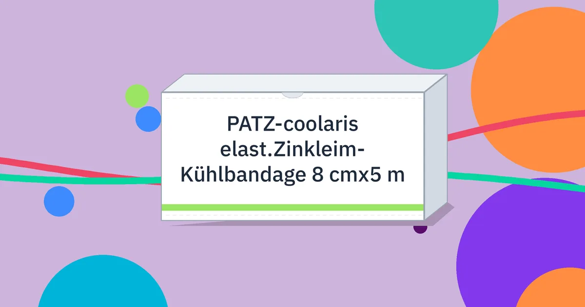 Symbolbild: Packung mit der Aufschrift PATZ-coolaris elast.Zinkleim-Kühlbandage 8 cmx5 m (PZN 08929103) – Verfügbarkeit und Bezug in Apotheken in Frankfurt am Main