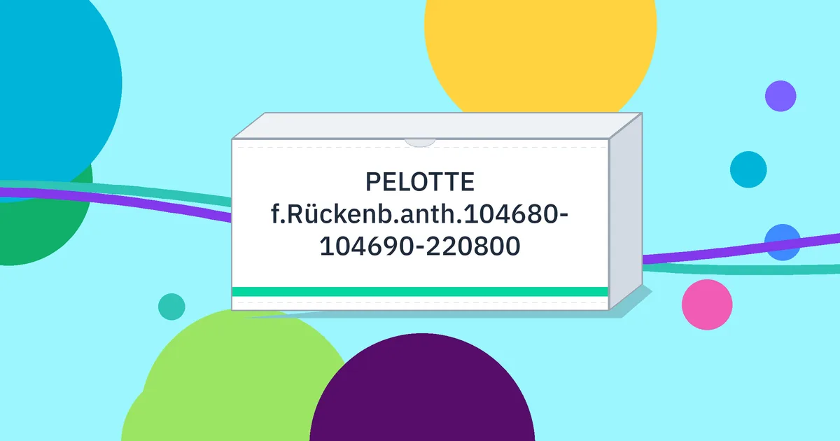 Symbolbild: Packung mit der Aufschrift PELOTTE f.Rückenb.anth.104680-104690-220800 (PZN 11014011) – Verfügbarkeit und Bezug in Apotheken in Frankfurt am Main