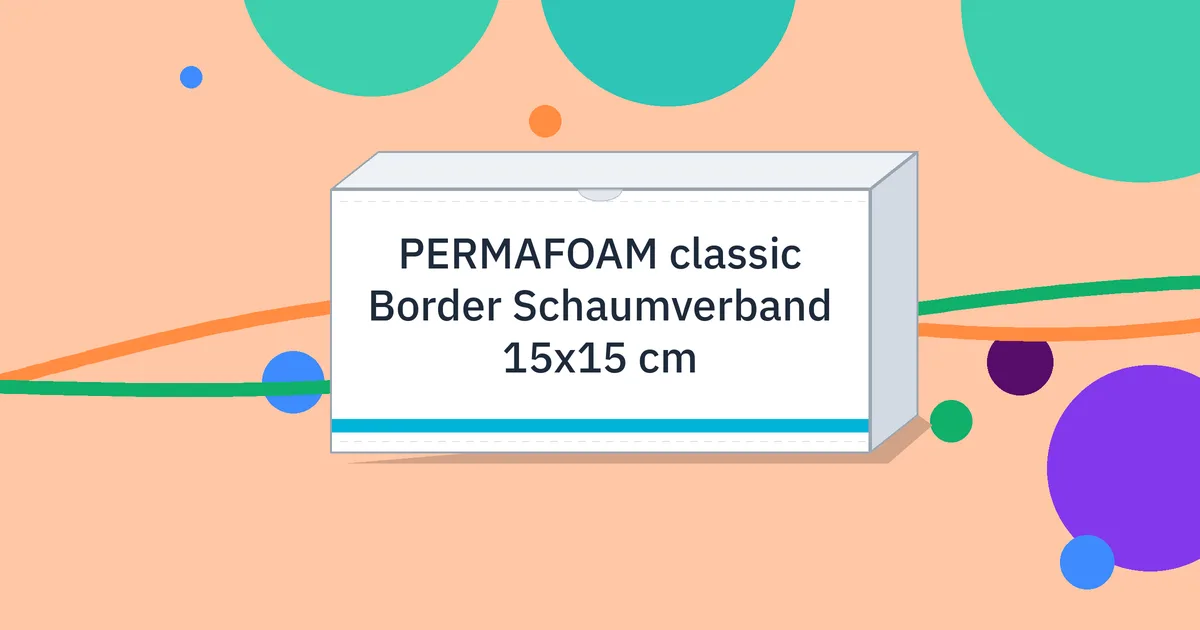 Symbolbild: Packung mit der Aufschrift PERMAFOAM classic Border Schaumverband 15x15 cm (PZN 18804437) – Verfügbarkeit und Bezug in Apotheken in Frankfurt am Main