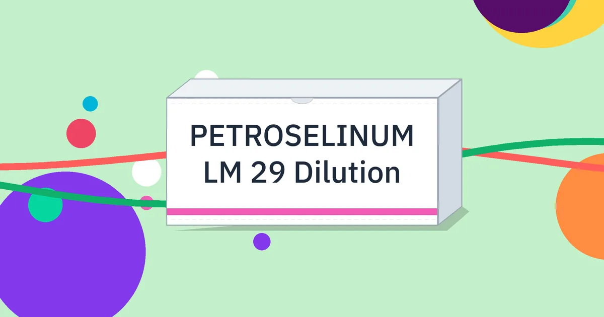 Symbolbild: Packung mit der Aufschrift PETROSELINUM LM 29 Dilution (PZN 13636225) – Verfügbarkeit und Bezug in Apotheken in Frankfurt am Main