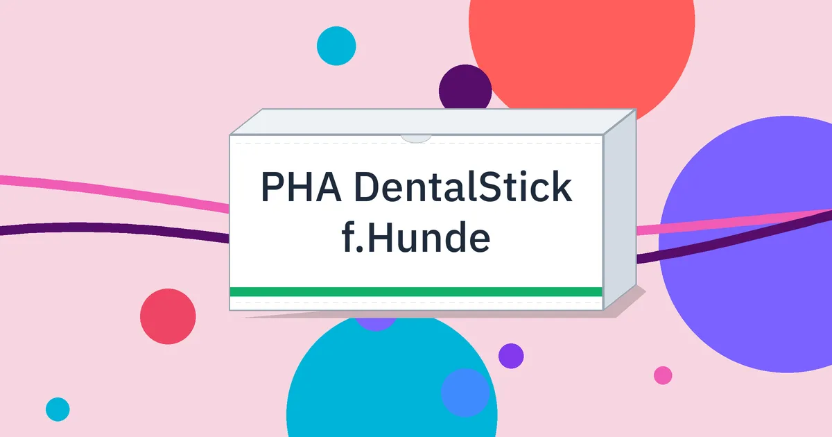 Symbolbild: Packung mit der Aufschrift PHA DentalStick f.Hunde (PZN 09371347) – Verfügbarkeit und Bezug in Apotheken in Frankfurt am Main