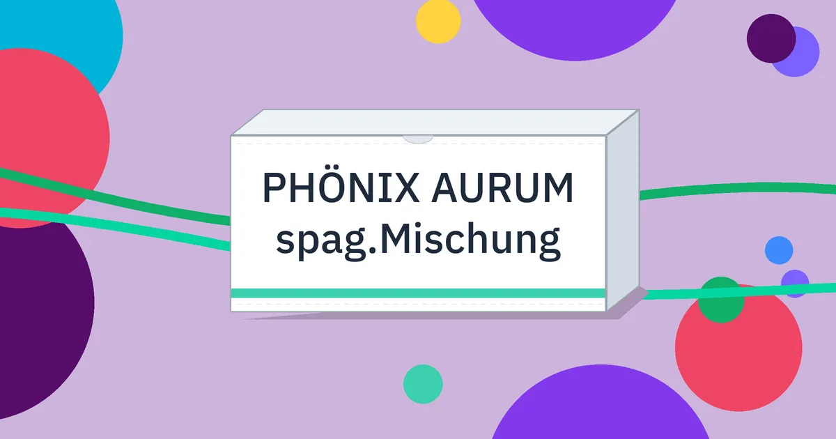 Symbolbild: Packung mit der Aufschrift PHÖNIX AURUM spag.Mischung (PZN 04223398) – Verfügbarkeit und Bezug in Apotheken in Frankfurt am Main