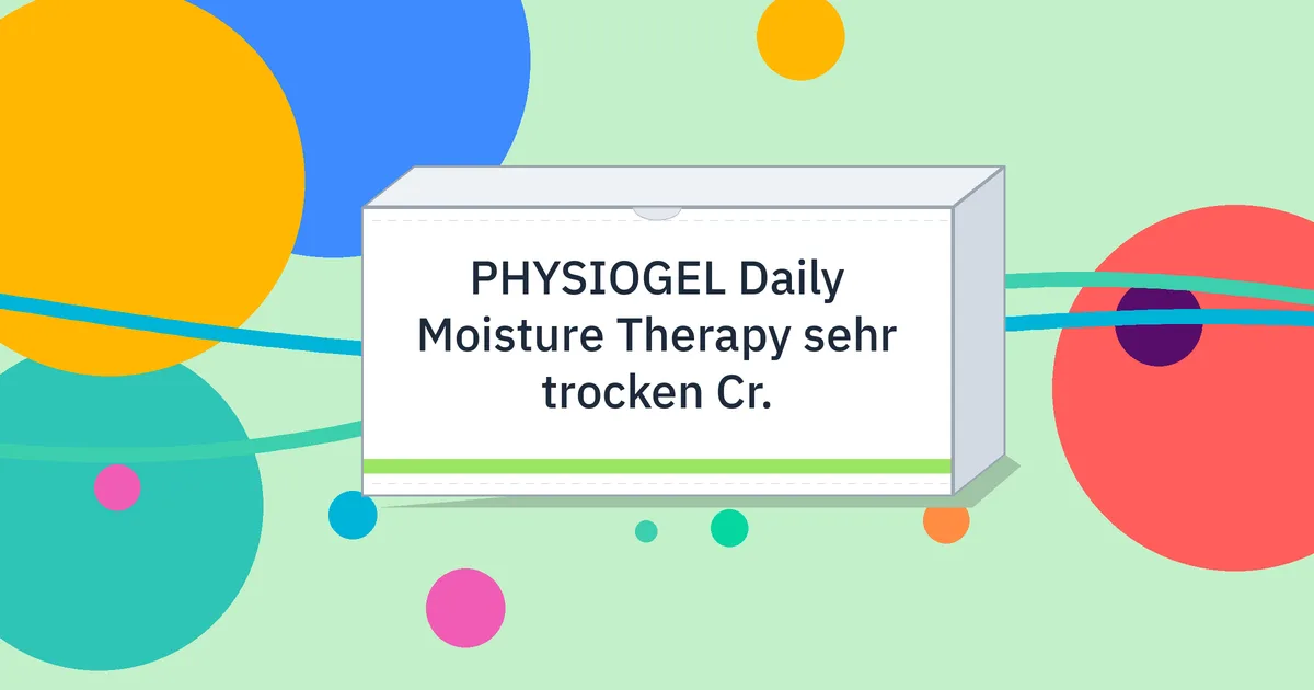 Symbolbild: Packung mit der Aufschrift PHYSIOGEL Daily Moisture Therapy sehr trocken Cr. (PZN 17185009) – Verfügbarkeit und Bezug in Apotheken in Frankfurt am Main
