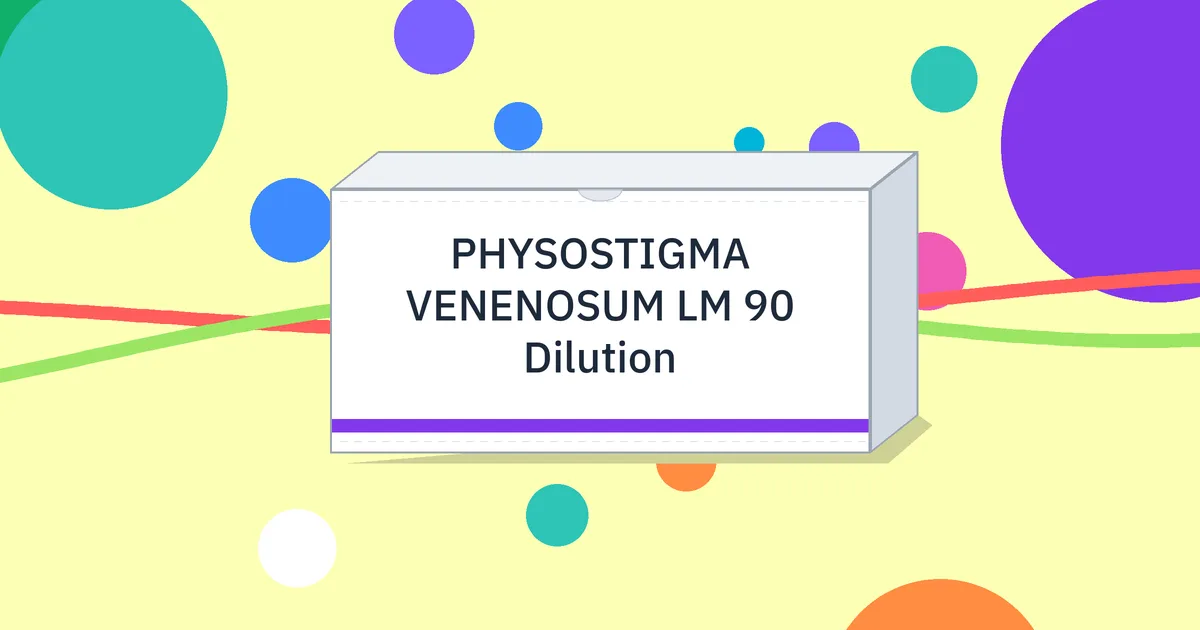 Symbolbild: Packung mit der Aufschrift PHYSOSTIGMA VENENOSUM LM 90 Dilution (PZN 13035626) – Verfügbarkeit und Bezug in Apotheken in Frankfurt am Main