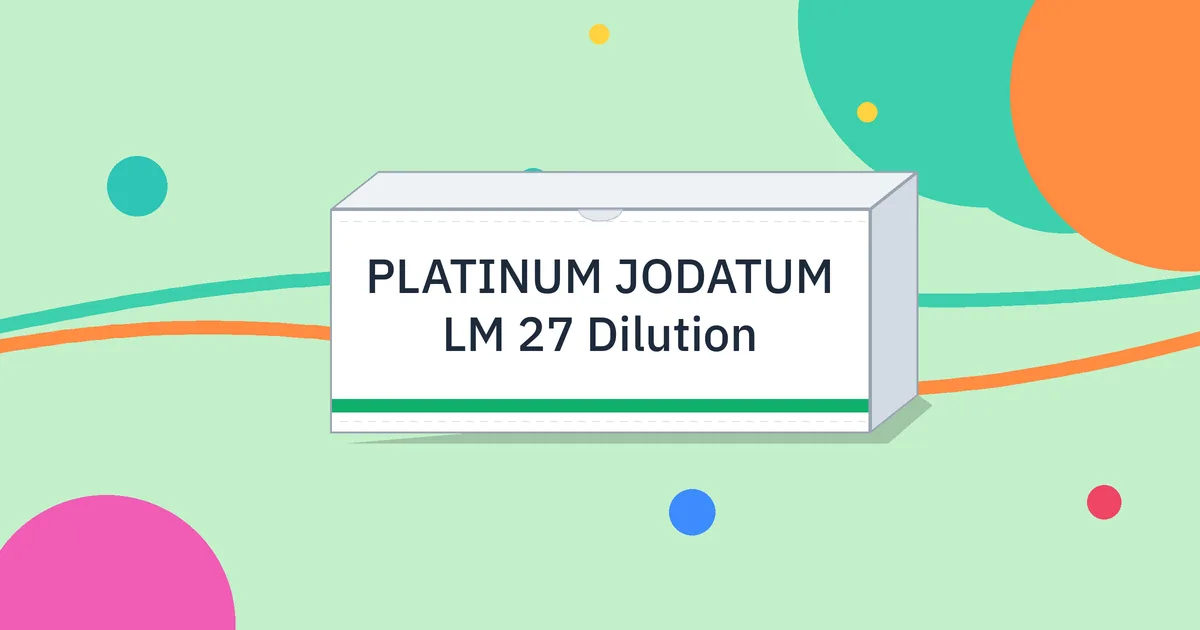 Symbolbild: Packung mit der Aufschrift PLATINUM JODATUM LM 27 Dilution (PZN 13647789) – Verfügbarkeit und Bezug in Apotheken in Frankfurt am Main