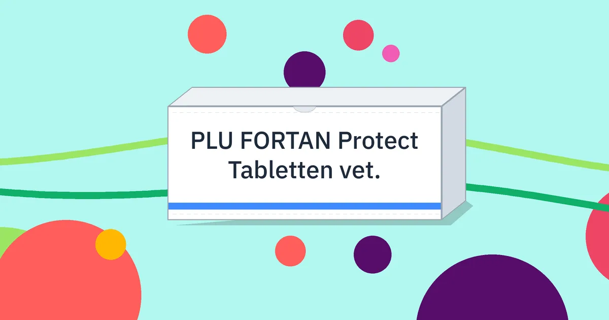 Symbolbild: Packung mit der Aufschrift PLU FORTAN Protect Tabletten vet. (PZN 09078593) – Verfügbarkeit und Bezug in Apotheken in Frankfurt am Main