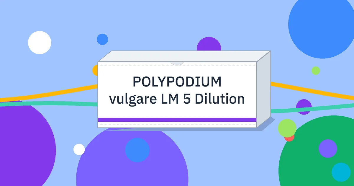 Symbolbild: Packung mit der Aufschrift POLYPODIUM vulgare LM 5 Dilution (PZN 13663268) – Verfügbarkeit und Bezug in Apotheken in Frankfurt am Main
