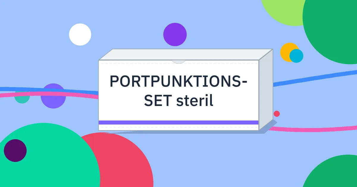 Symbolbild: Packung mit der Aufschrift PORTPUNKTIONS-SET steril (PZN 15404217) – Verfügbarkeit und Bezug in Apotheken in Frankfurt am Main