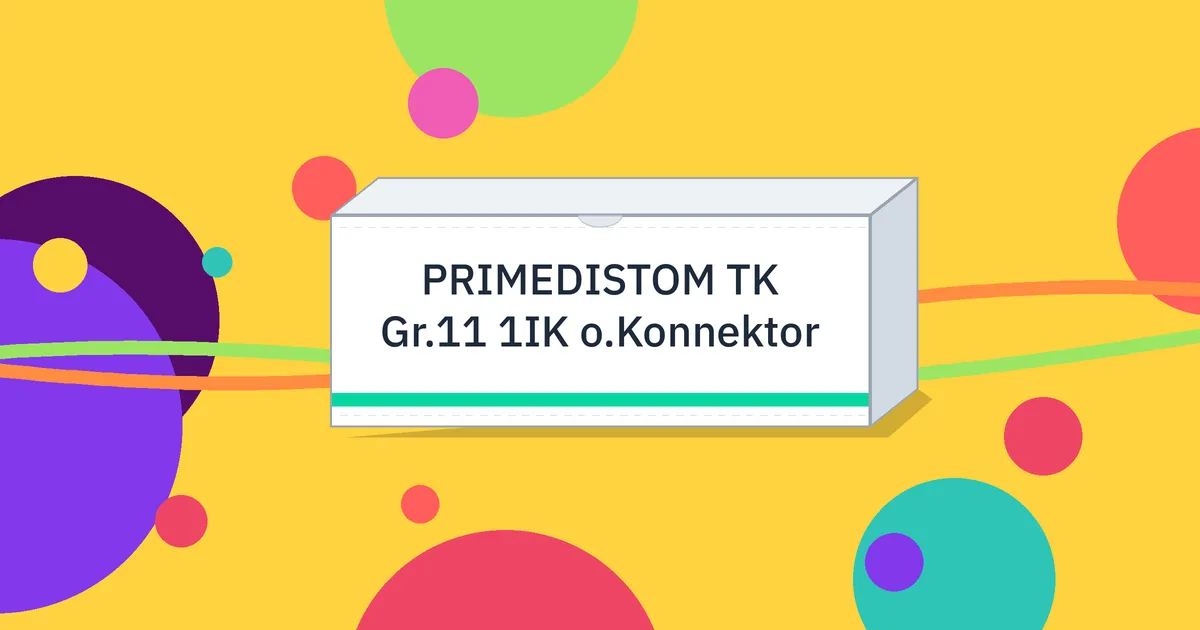Symbolbild: Packung mit der Aufschrift PRIMEDISTOM TK Gr.11 1IK o.Konnektor (PZN 10316520) – Verfügbarkeit und Bezug in Apotheken in Frankfurt am Main