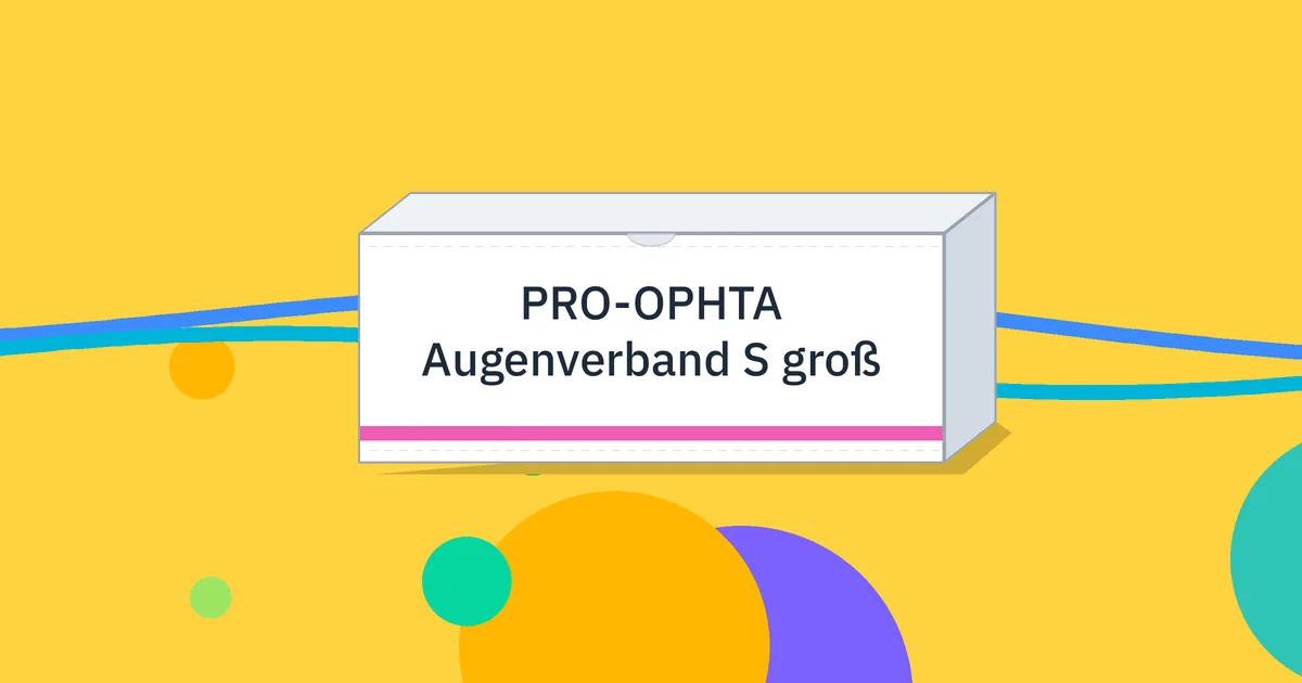 Symbolbild: Packung mit der Aufschrift PRO-OPHTA Augenverband S groß (PZN 15660340) – Verfügbarkeit und Bezug in Apotheken in Frankfurt am Main