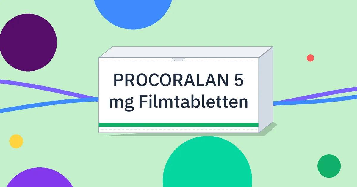 Symbolbild: Packung mit der Aufschrift PROCORALAN 5 mg Filmtabletten (PZN 01688122) – Verfügbarkeit und Bezug in Apotheken in Frankfurt am Main