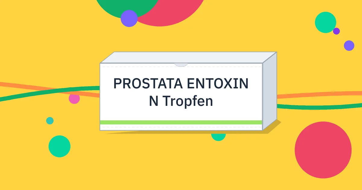 Symbolbild: Packung mit der Aufschrift PROSTATA ENTOXIN N Tropfen (PZN 03935228) – Verfügbarkeit und Bezug in Apotheken in Frankfurt am Main