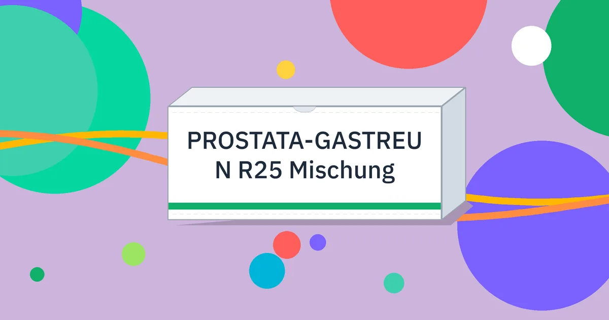 Symbolbild: Packung mit der Aufschrift PROSTATA-GASTREU N R25 Mischung (PZN 04855750) – Verfügbarkeit und Bezug in Apotheken in Frankfurt am Main