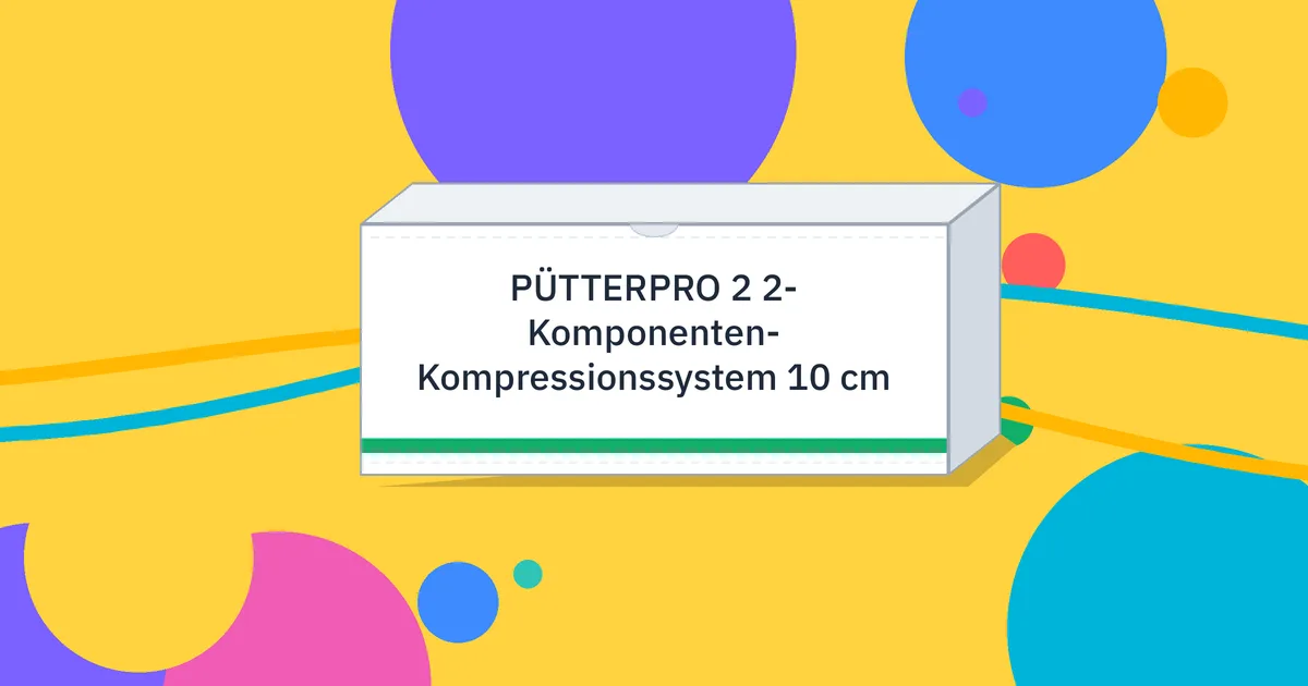 Symbolbild: Packung mit der Aufschrift PÜTTERPRO 2 2-Komponenten-Kompressionssystem 10 cm (PZN 17452775) – Verfügbarkeit und Bezug in Apotheken in Frankfurt am Main