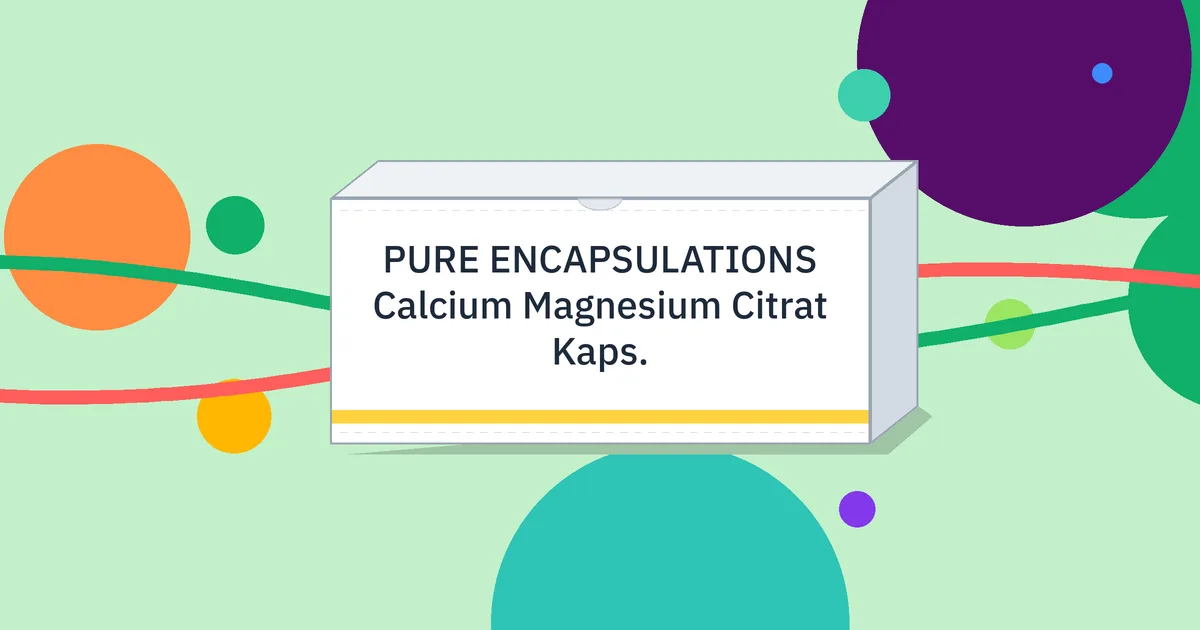Symbolbild: Packung mit der Aufschrift PURE ENCAPSULATIONS Calcium Magnesium Citrat Kaps. (PZN 05135070) – Verfügbarkeit und Bezug in Apotheken in Frankfurt am Main