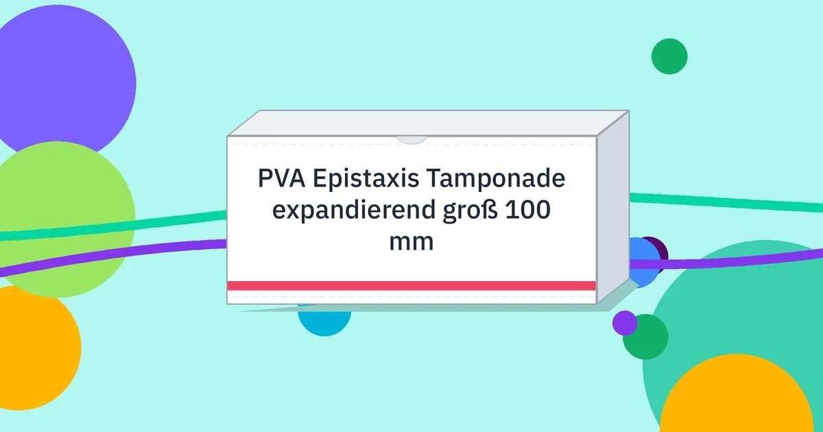 Symbolbild: Packung mit der Aufschrift PVA Epistaxis Tamponade expandierend groß 100 mm (PZN 20642953) – Verfügbarkeit und Bezug in Apotheken in Frankfurt am Main