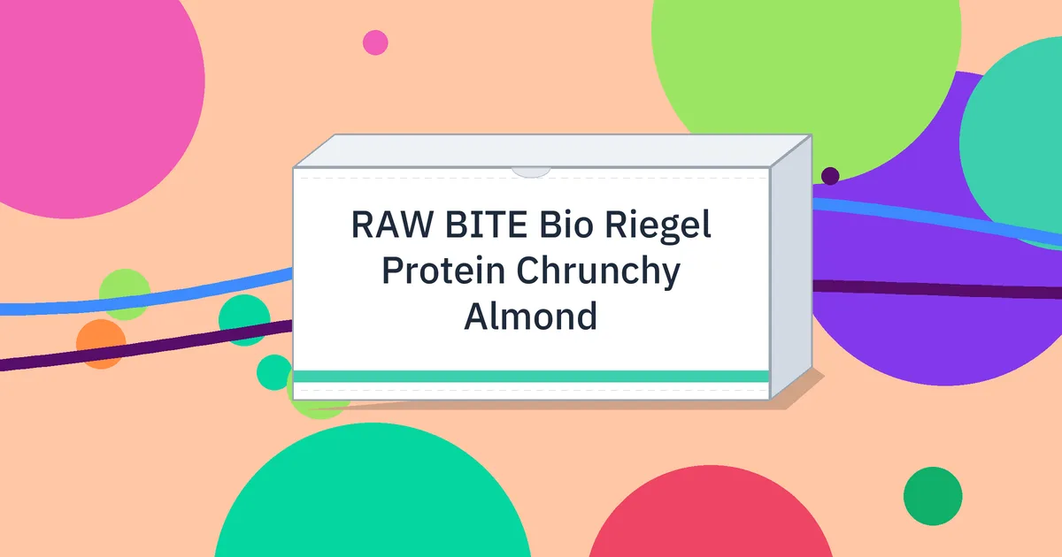 Symbolbild: Packung mit der Aufschrift RAW BITE Bio Riegel Protein Chrunchy Almond (PZN 20136204) – Verfügbarkeit und Bezug in Apotheken in Frankfurt am Main
