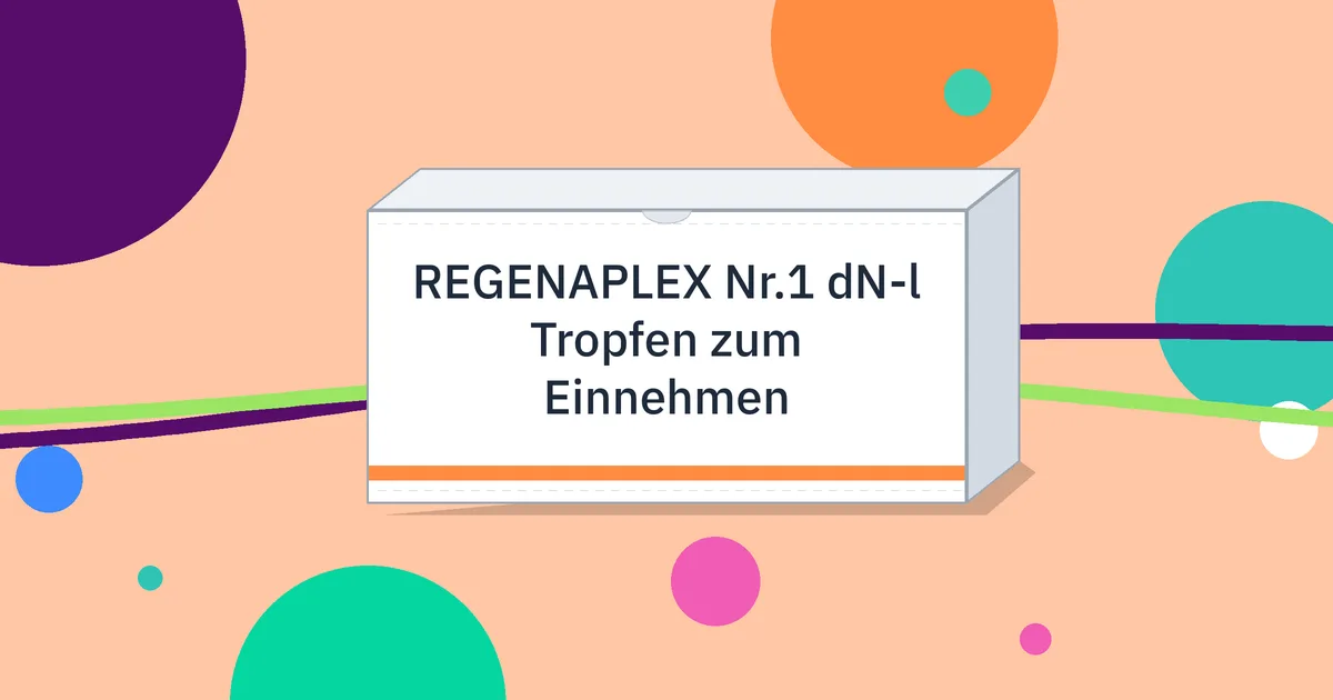Symbolbild: Packung mit der Aufschrift REGENAPLEX Nr.1 dN-l Tropfen zum Einnehmen (PZN 06456600) – Verfügbarkeit und Bezug in Apotheken in Frankfurt am Main