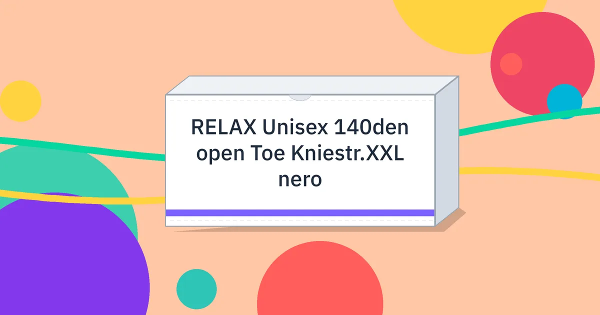 Symbolbild: Packung mit der Aufschrift RELAX Unisex 140den open Toe Kniestr.XXL nero (PZN 16190072) – Verfügbarkeit und Bezug in Apotheken in Frankfurt am Main