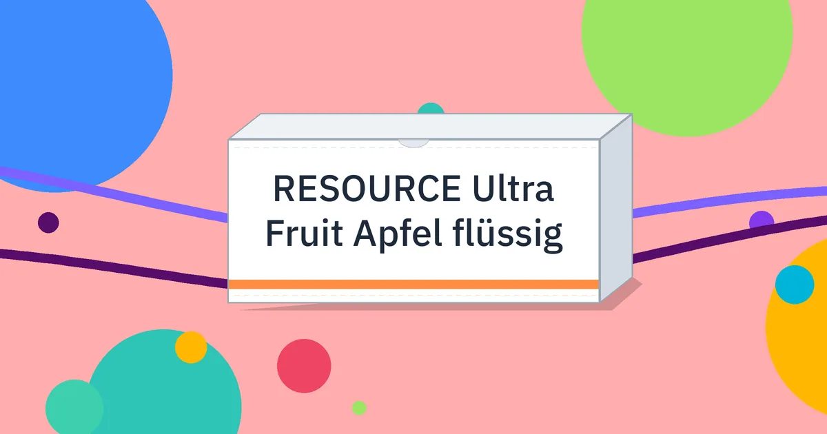 Symbolbild: Packung mit der Aufschrift RESOURCE Ultra Fruit Apfel flüssig (PZN 19797805) – Verfügbarkeit und Bezug in Apotheken in Frankfurt am Main