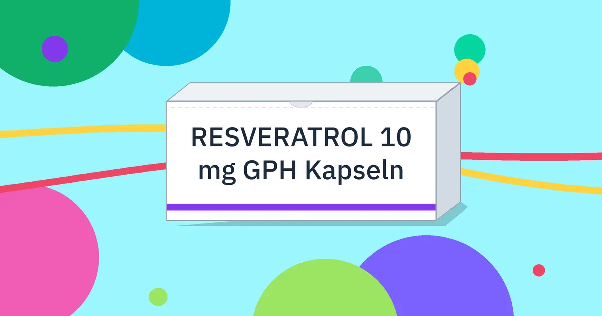 Symbolbild: Packung mit der Aufschrift RESVERATROL 10 mg GPH Kapseln (PZN 02563233) – Verfügbarkeit und Bezug in Apotheken in Frankfurt am Main
