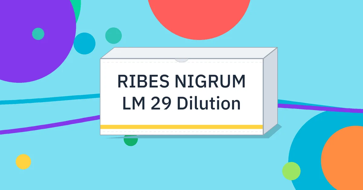 Symbolbild: Packung mit der Aufschrift RIBES NIGRUM LM 29 Dilution (PZN 13679223) – Verfügbarkeit und Bezug in Apotheken in Frankfurt am Main