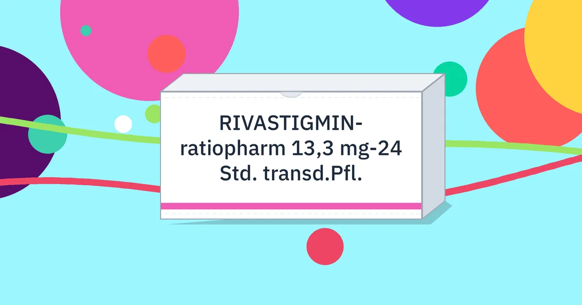 Symbolbild: Packung mit der Aufschrift RIVASTIGMIN-ratiopharm 13,3 mg-24 Std. transd.Pfl. (PZN 10779846) – Verfügbarkeit und Bezug in Apotheken in Frankfurt am Main